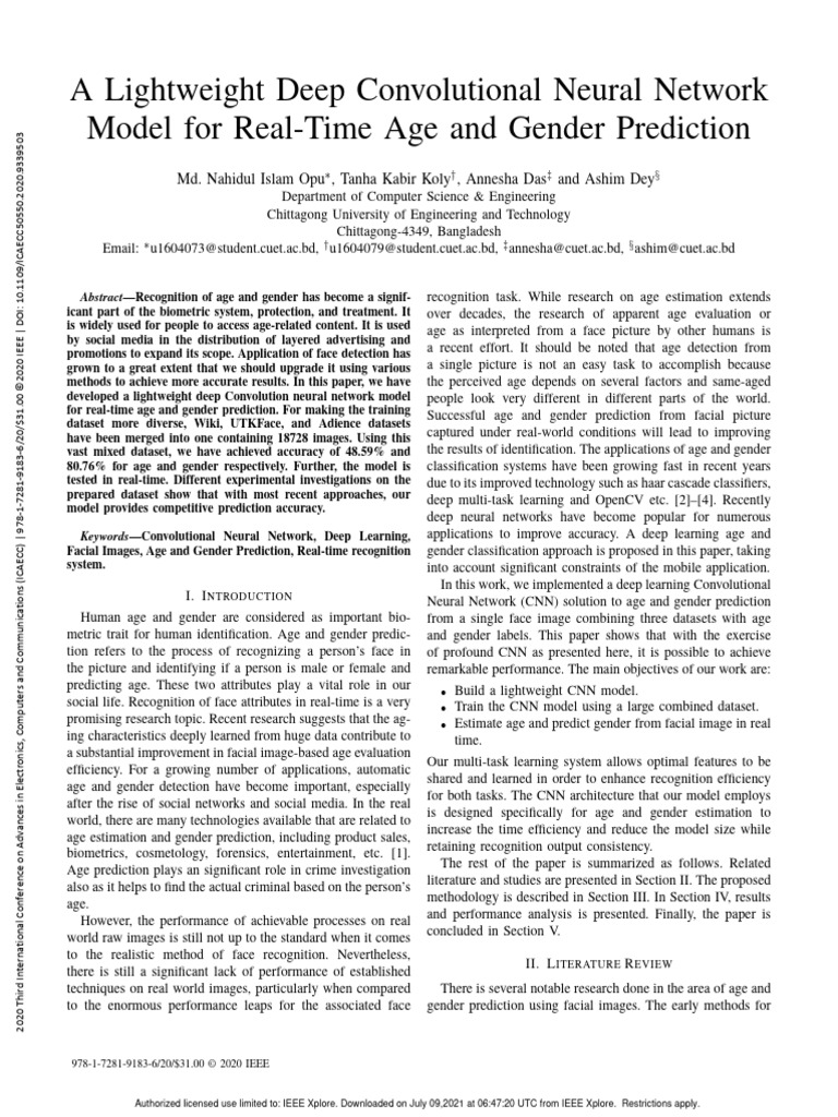 Real-Time Age and Gender Prediction | PDF | Deep Learning | Computer ...