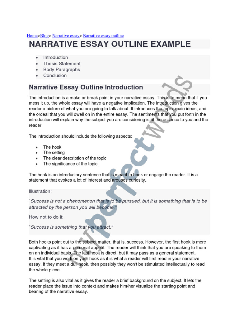 College Narrative Essay Outline | PDF | Essays | French Language