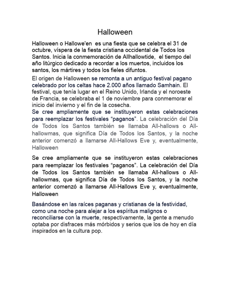 Orígenes de Halloween y Día de Muertos | PDF | Víspera de Todos los ...