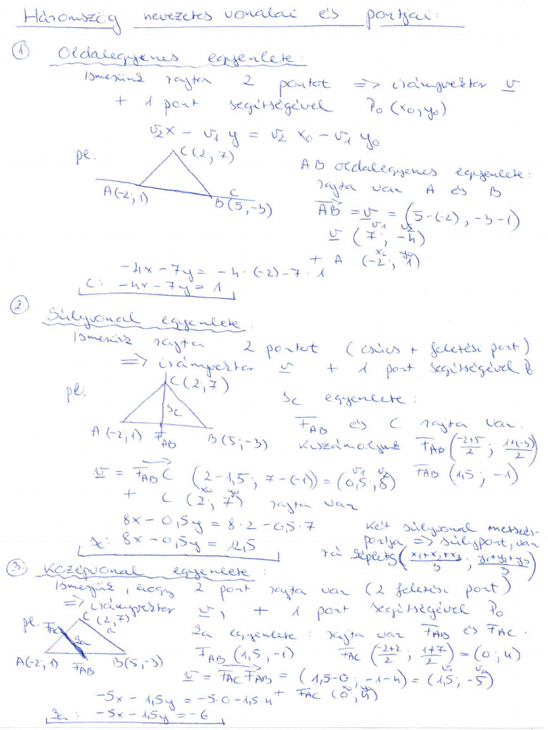 Háromszög Nevezetes Vonalai-Pontjai | PDF