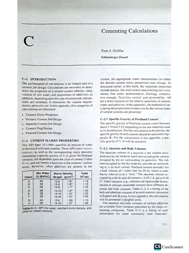 Cementing Calculations | PDF