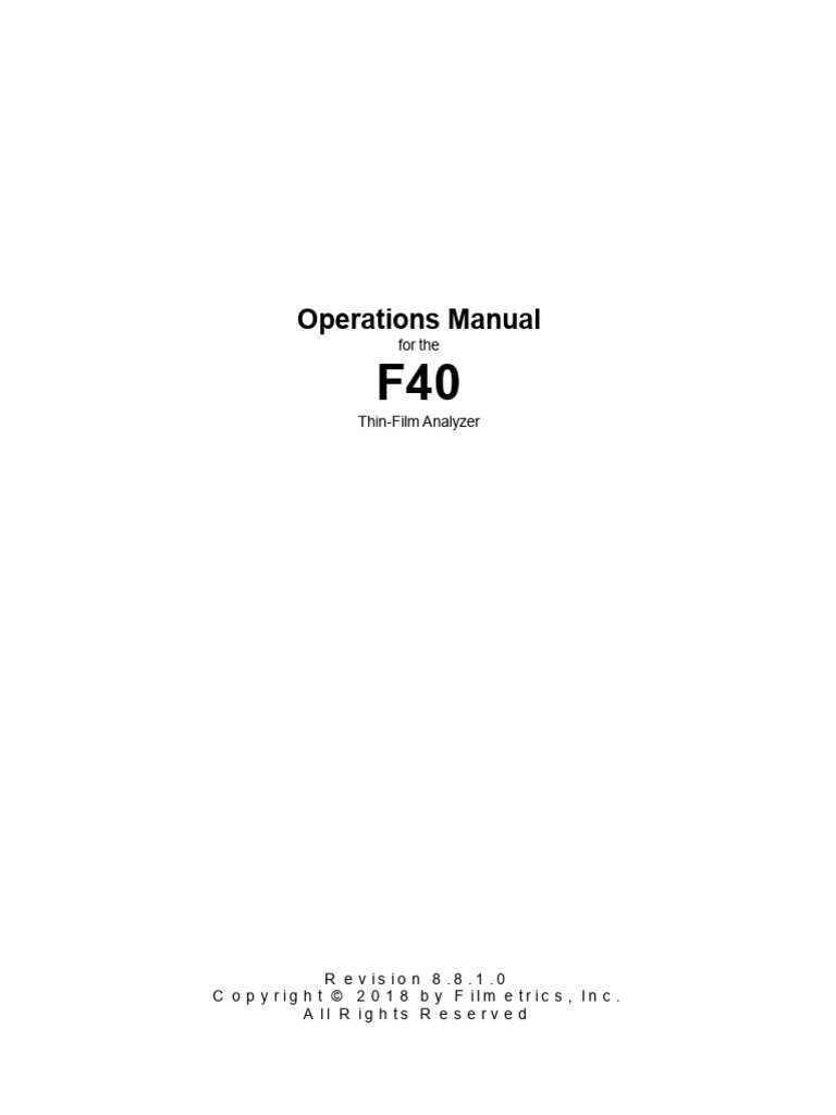Filmetrics F40 User Manual | PDF | Spectral Density | Computer File