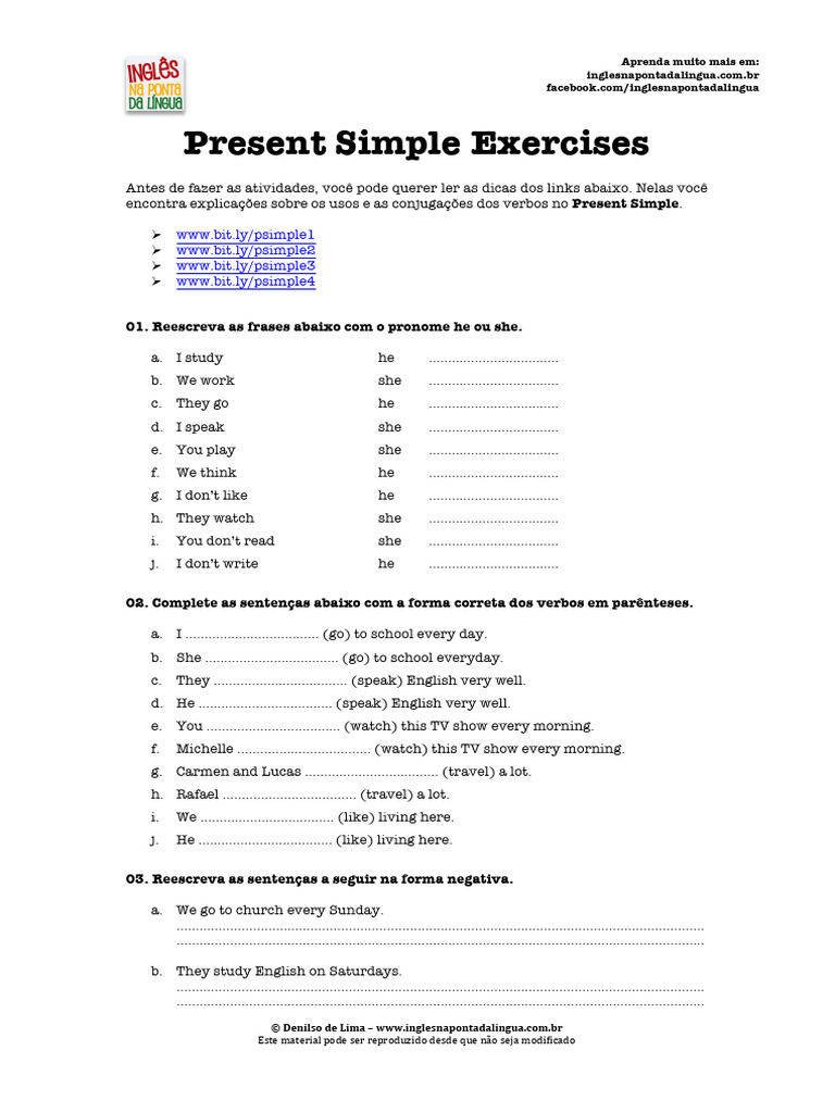 Present Simple Exercises | PDF