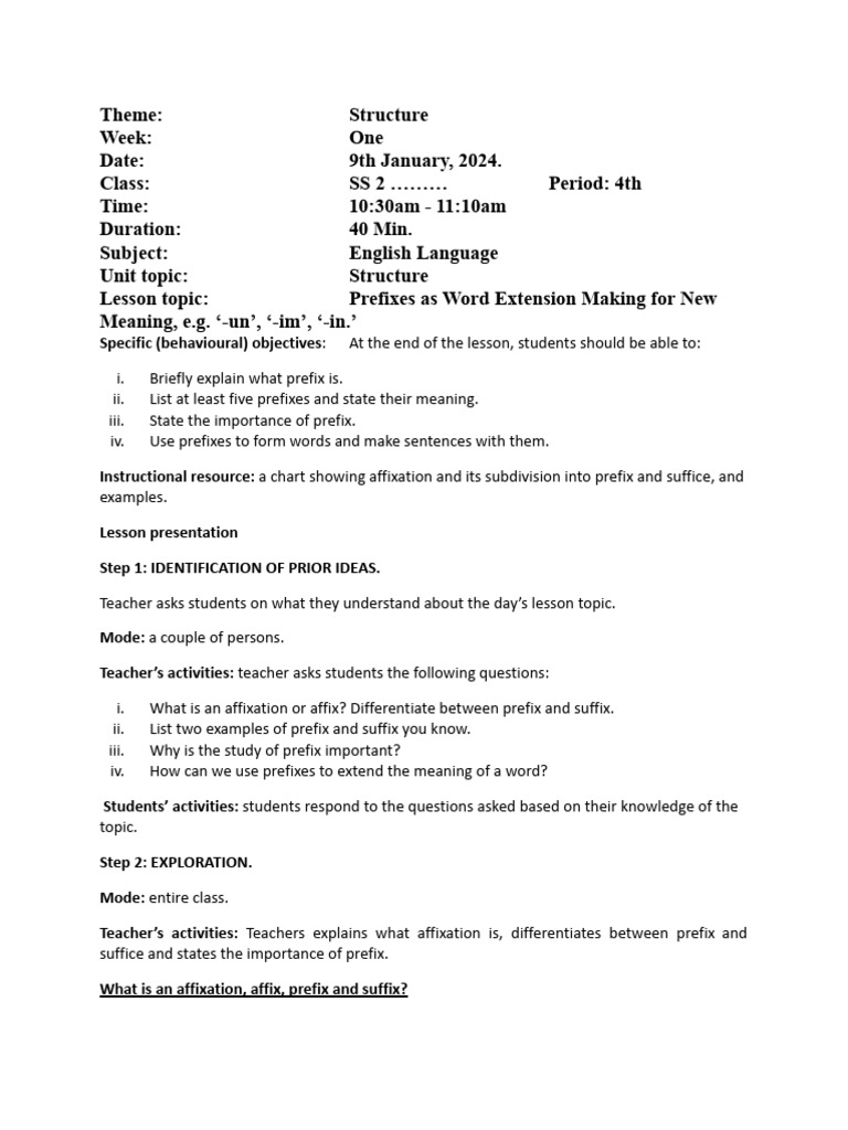 Understanding Prefixes in English Language | PDF | Word | Morphology