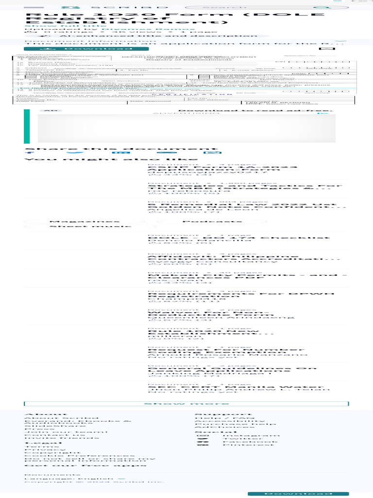 Rule 1020 Form (DOLE Registry of Establishment) PDF | PDF | Scribd