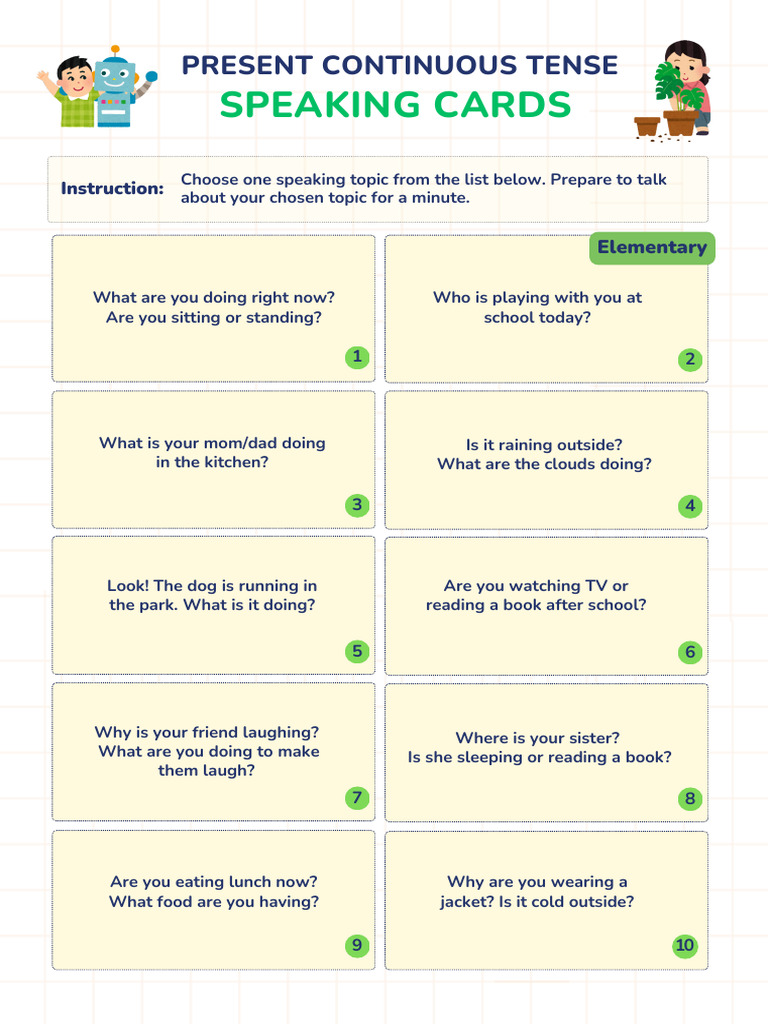 Kids' Present Continuous Practice | PDF | Self-Improvement