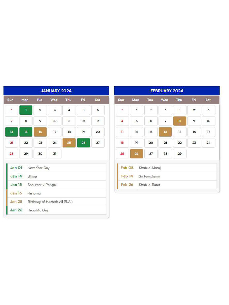 2024 Government Calender | PDF