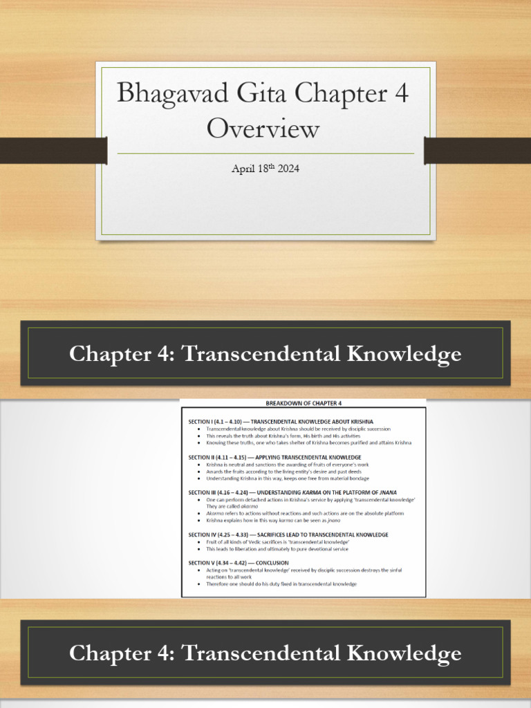 Bhagavad Gita Chapter 4 Overview | PDF