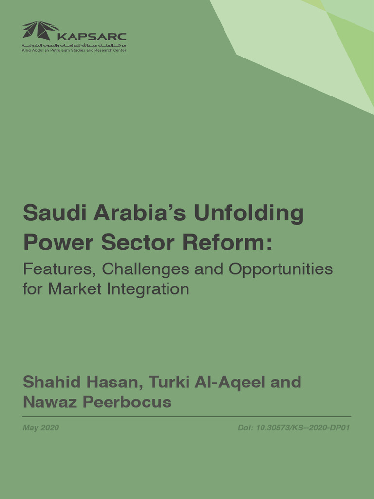 KS 2020 DP01 Saudi Arabia's Unfolding Power Sector Reform | PDF ...