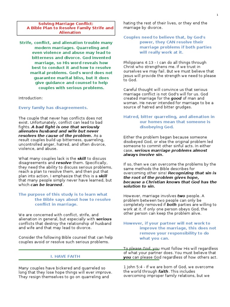 Solving Marriage Conflict | PDF | Repentance | Sin