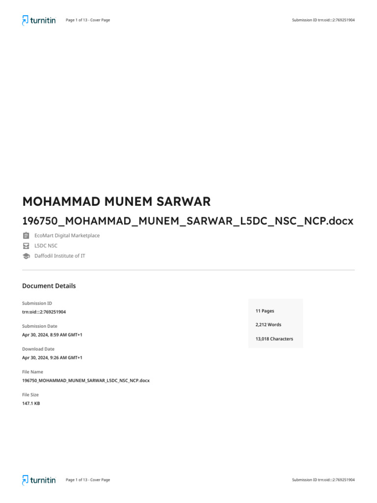 Mohammad Munem Sarwar L5DC NSC NCP Ai | Download Free PDF | Computer Security | Security