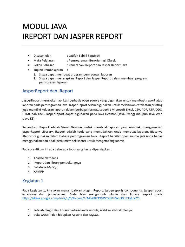 MODUL iREPORT | PDF | Teknologi & Rekayasa