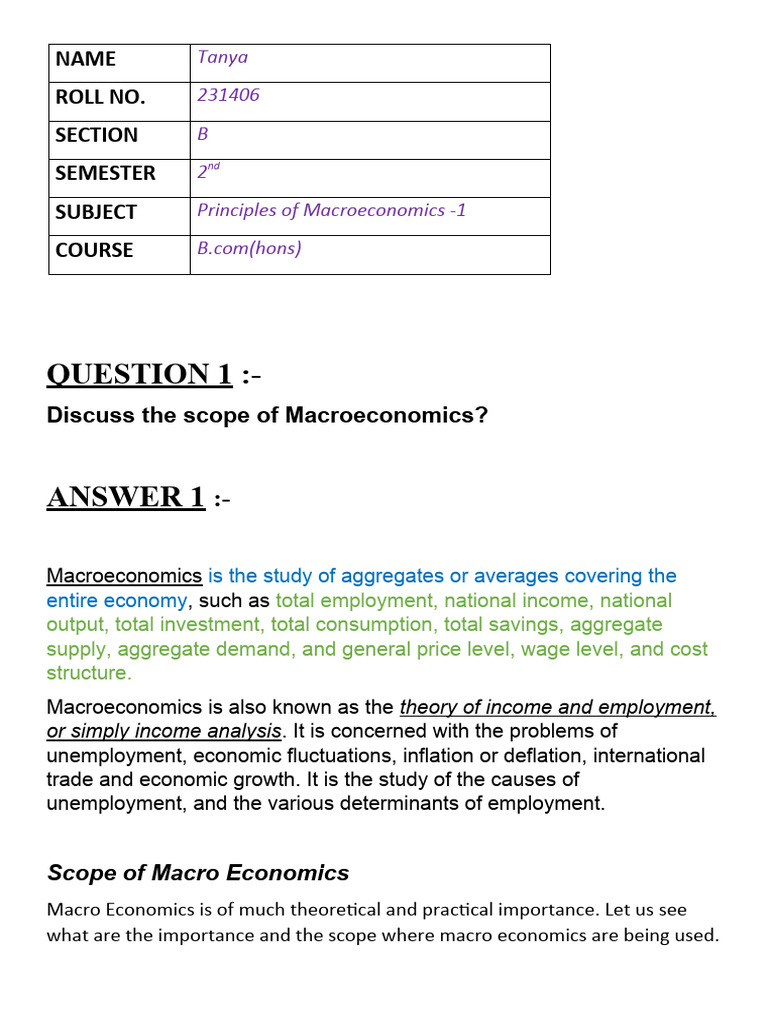 macroeconomics assignment | PDF | Macroeconomics | Economics