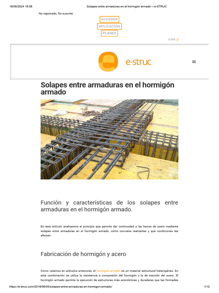 Solapes Entre Armaduras en El Hormigón Armado - e-STRUC | PDF ...