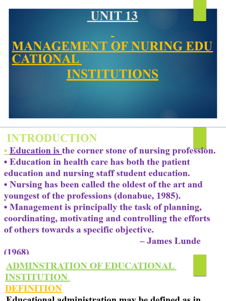 UNIT 13 Management of Educational Institutions | PDF | Disciplines | Nursing