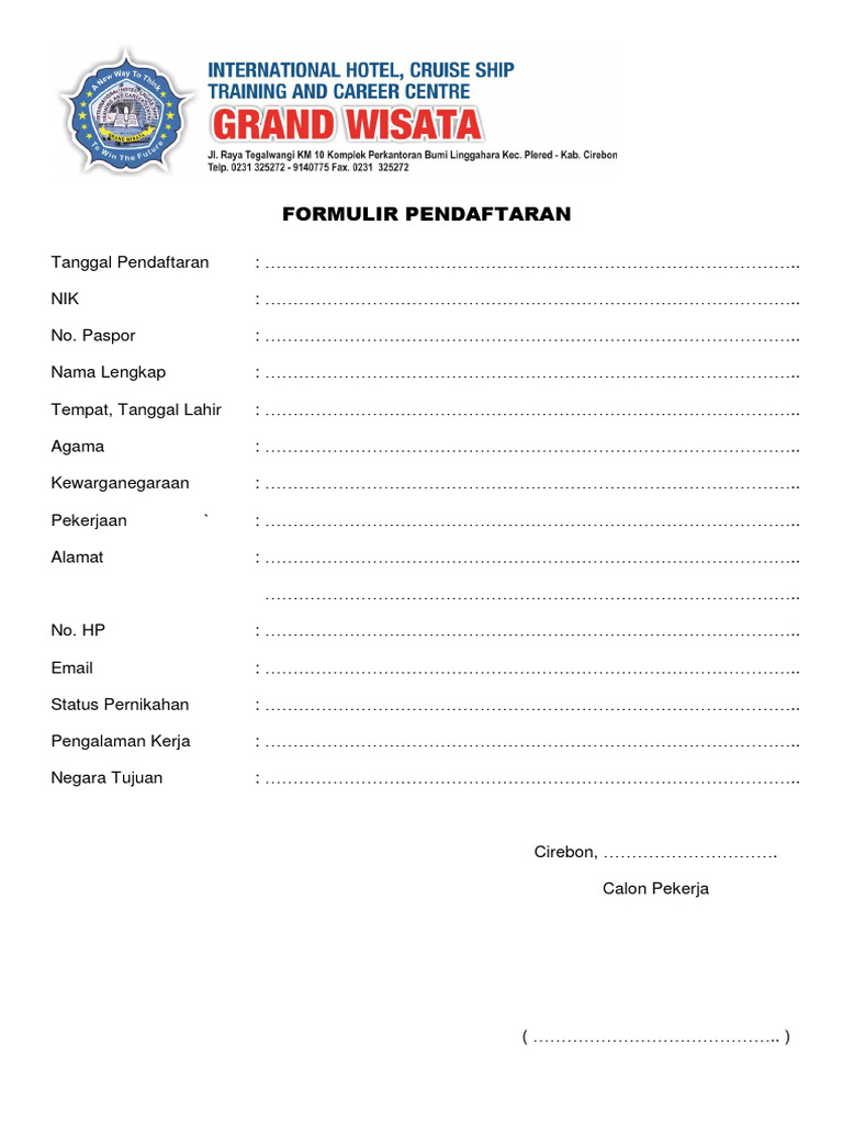 Formulir Pendaftaran | PDF