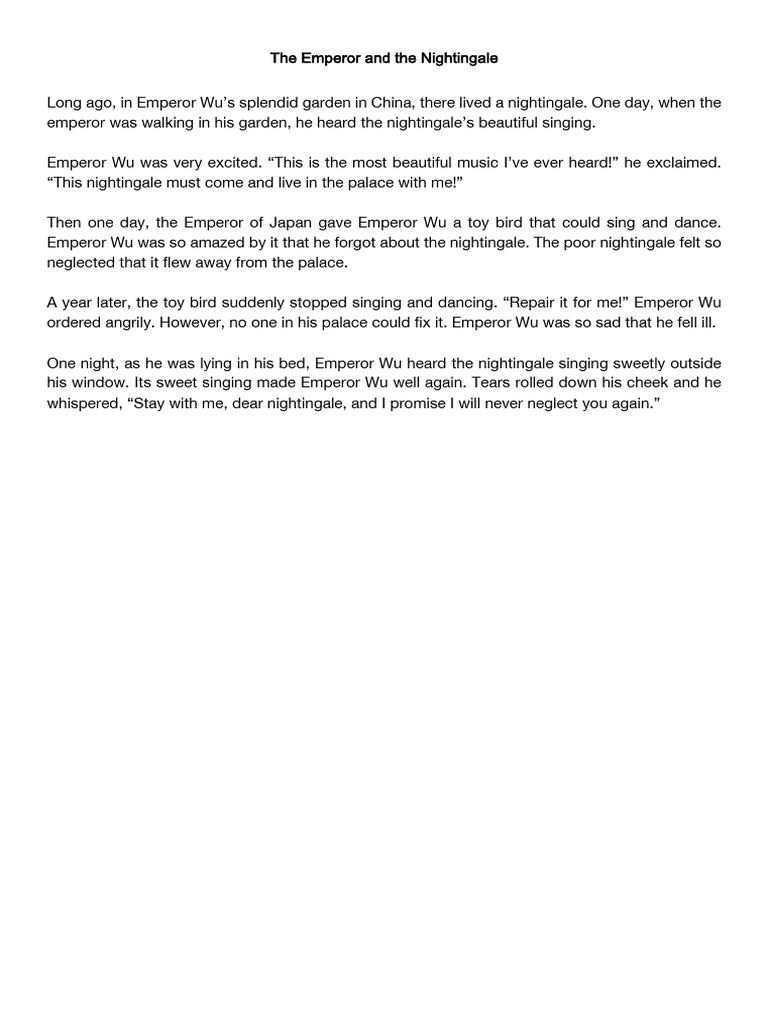 The Emperor and The Nightingale (Script) | PDF