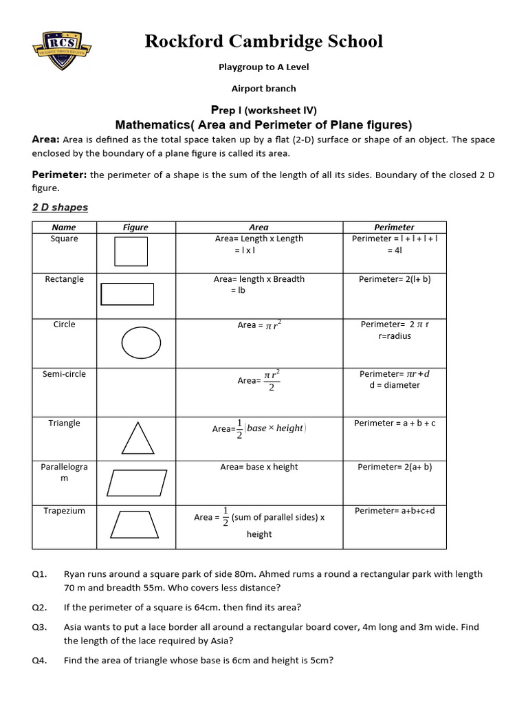 grade 6 area | PDF | Area | Rectangle