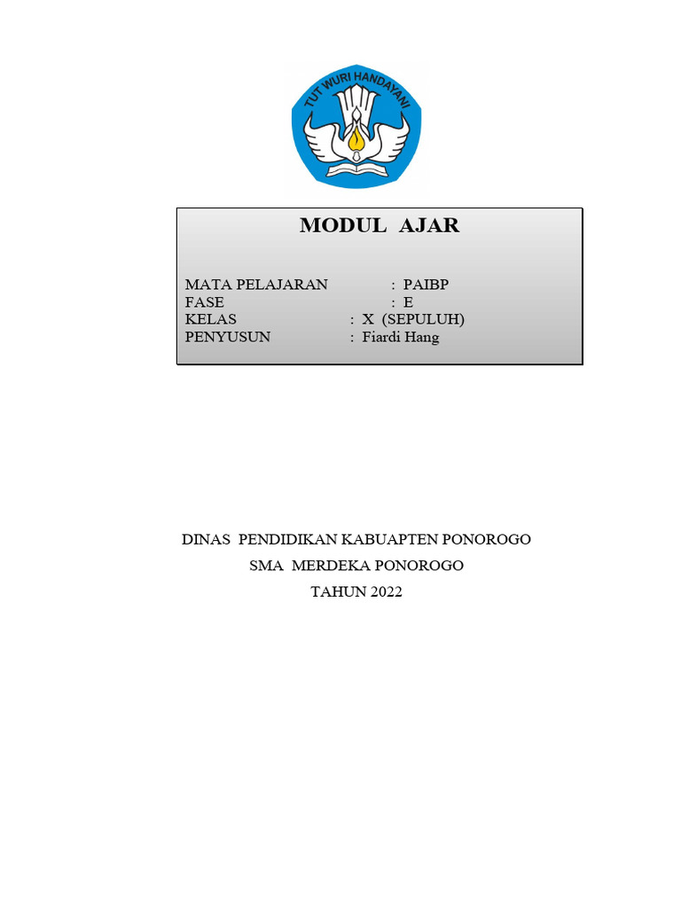 CONTOH MODUL AJAR SMA X Fiardi Hang - 2022 | PDF | Kajian Bahasa Asing | Sains & Matematika