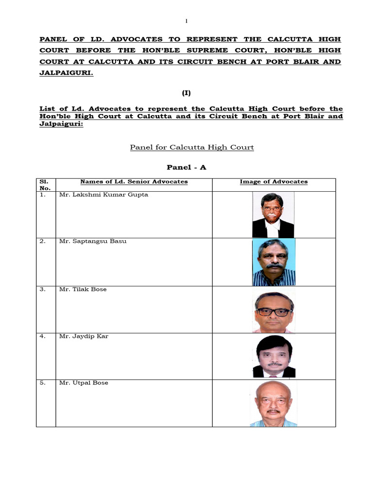 Calcutta High Court Advocate Panel List | PDF | Politics | Foreign ...