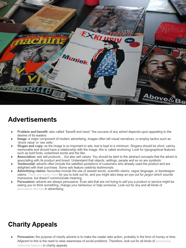 IB ENG Paper 1 P1 Terminology | PDF | Advertising | Infographics