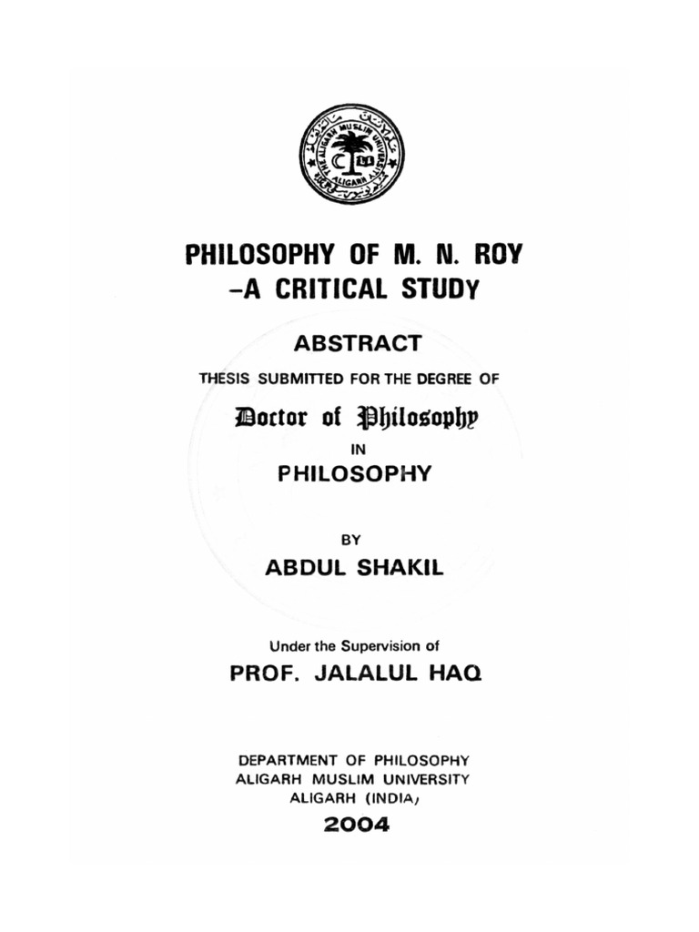 Philosophy of M. N. Roy - A Critical Study: / Mottox of $I) Iio Iopi) P ...