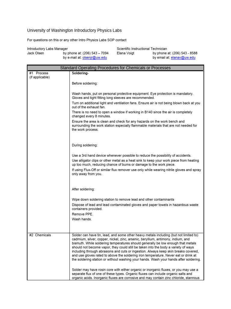 Soldering SOP | PDF | Soldering | Solder