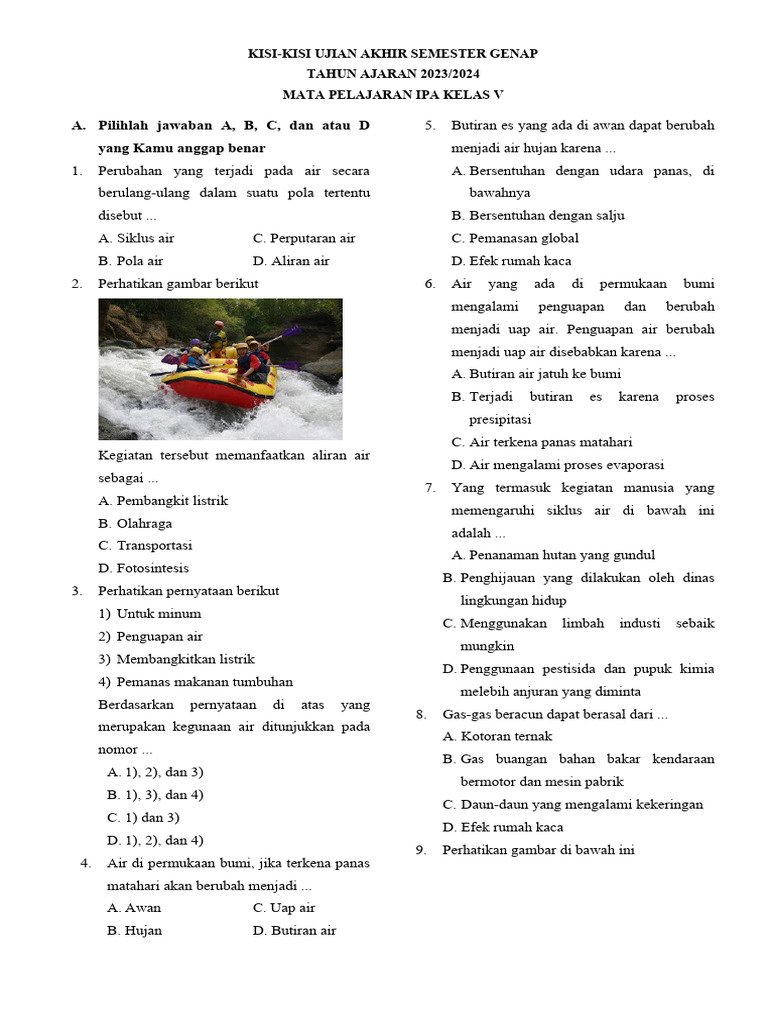 Kisi-Kisi Uas 2 Ipa T.P 2024 | PDF