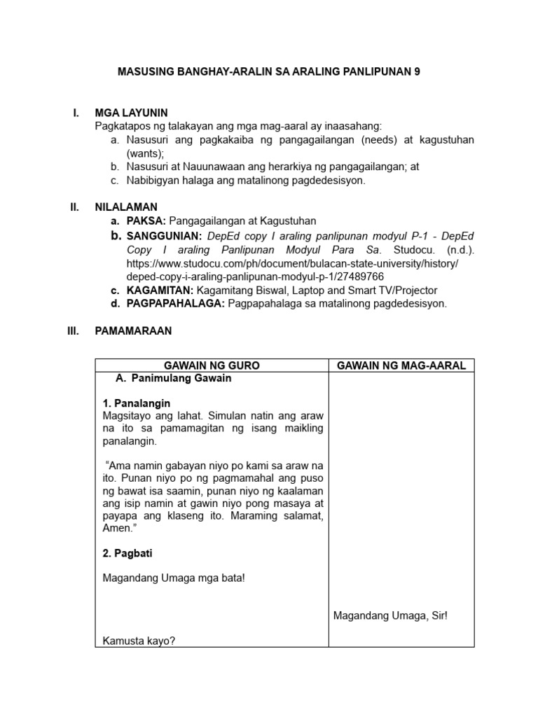 Detalyadong Banghay | PDF
