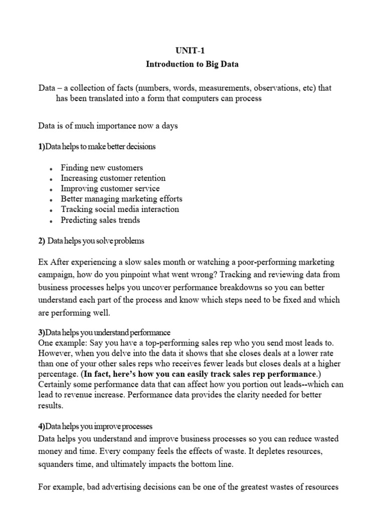 BD Unit1 | PDF | Analytics | Big Data