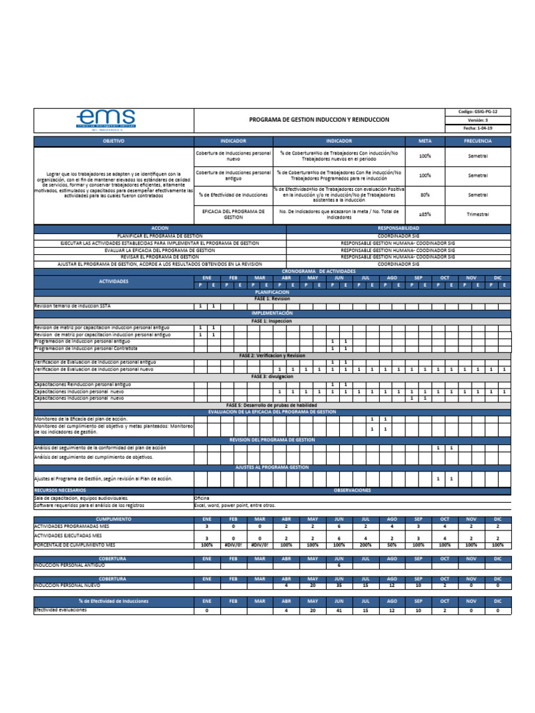 FOR-PG-01 Programa de Induccion y Reinduccion | PDF