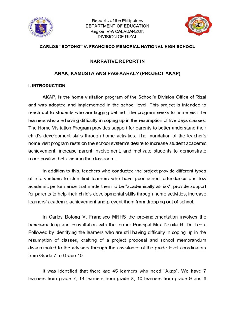 Akap Acoomplishment Report 2023 | PDF | Teachers | Learning