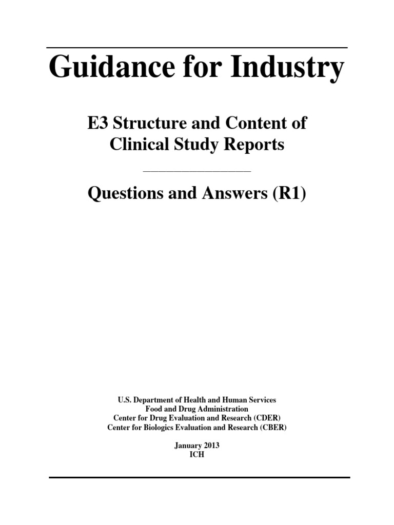 E3 Structure and Content of Clinical Study Reports - Questions and Answers (R1) | PDF | Clinical ...