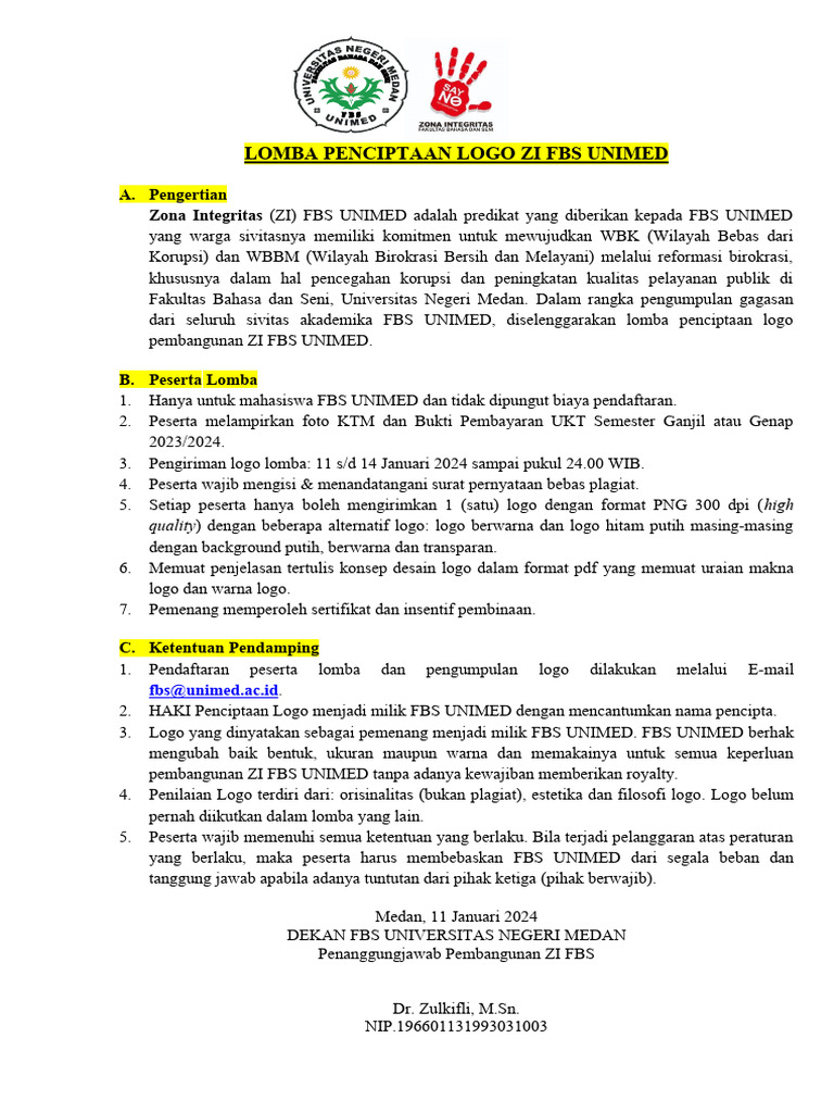 Lomba Logo Zona Integritas FBS UNIMED | PDF | Seni | Komputer