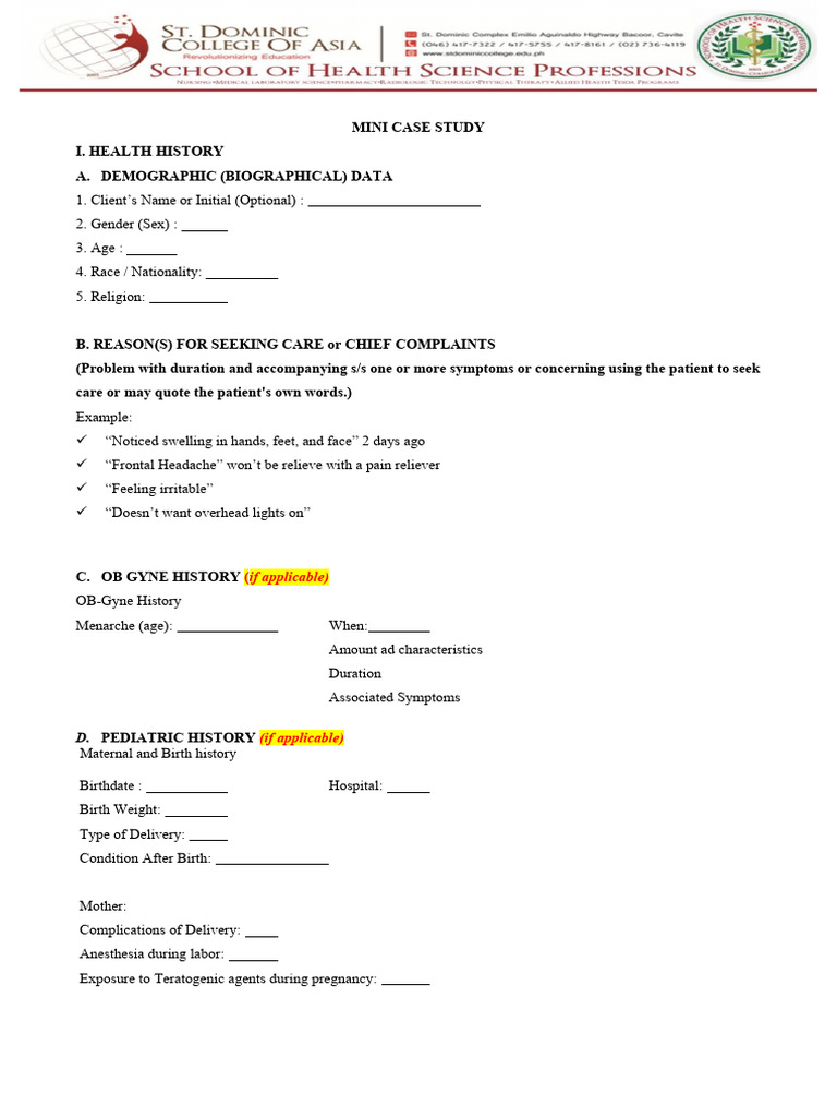 Mini Case Study Format Pdf Childbirth Nursing