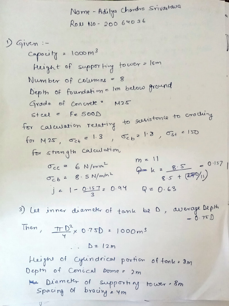 Notes - Design of Intze Water Tank | PDF