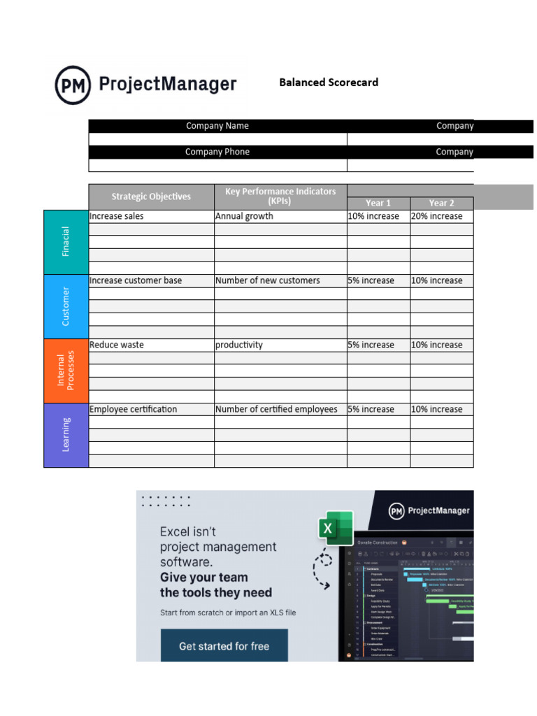 Balanced Scorecard Excel ProjectManager WLNK-FD | PDF
