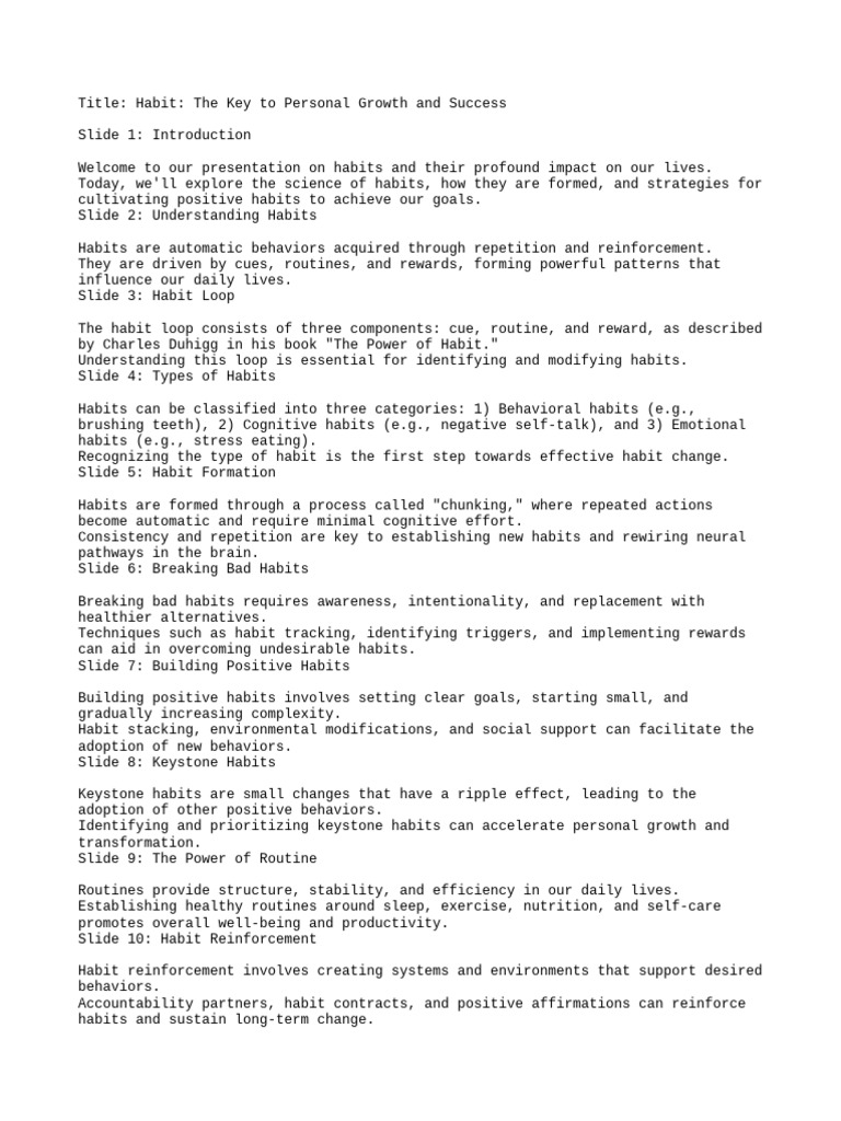 Habit | PDF | Habits | Social Psychology