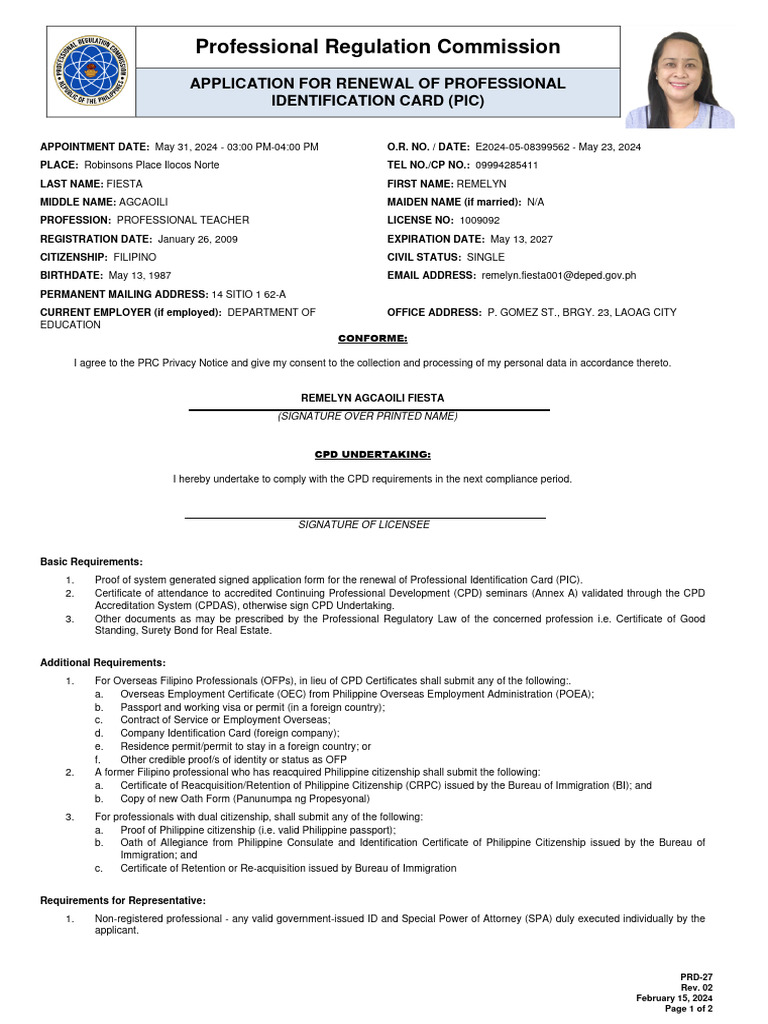 PRC Professional ID Card Renewal Guide | PDF | Identity Document ...