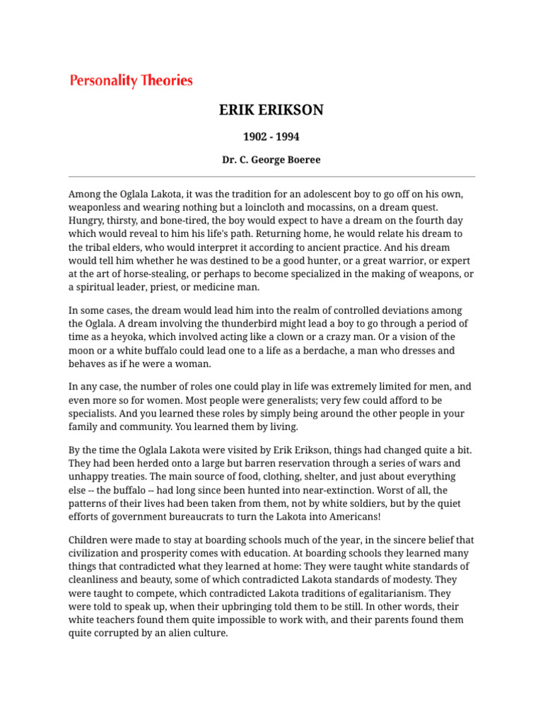 Erikson | PDF | Psychoanalysis | Human Development