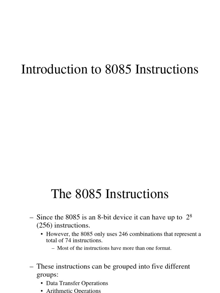 Overview of 8085 Instruction Set | PDF