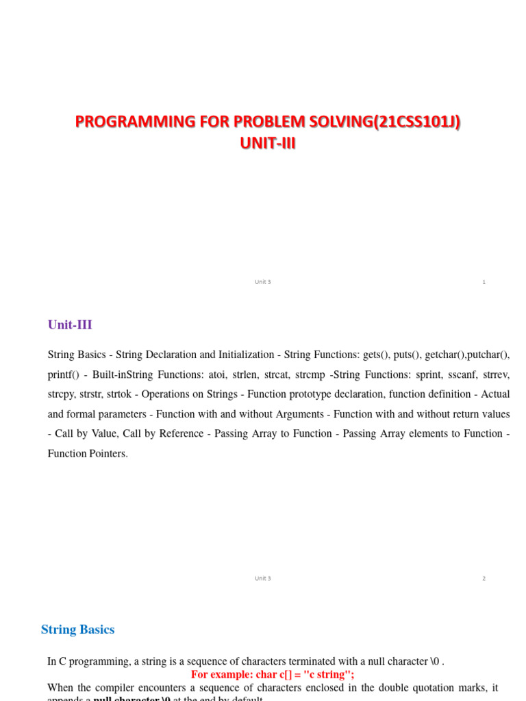 Unit 3 Pps | PDF | Parameter (Computer Programming) | Pointer (Computer Programming)