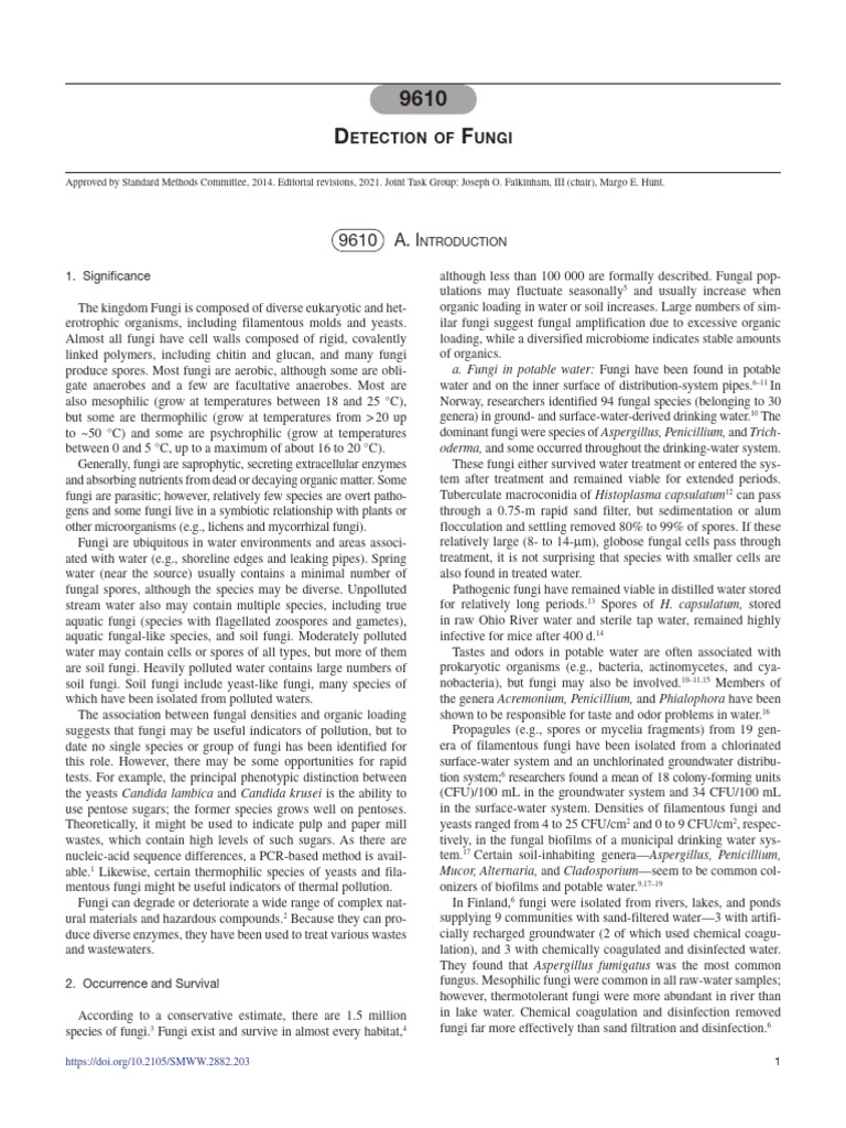 9610 Detection of Fungi | PDF | Fungus | Agar