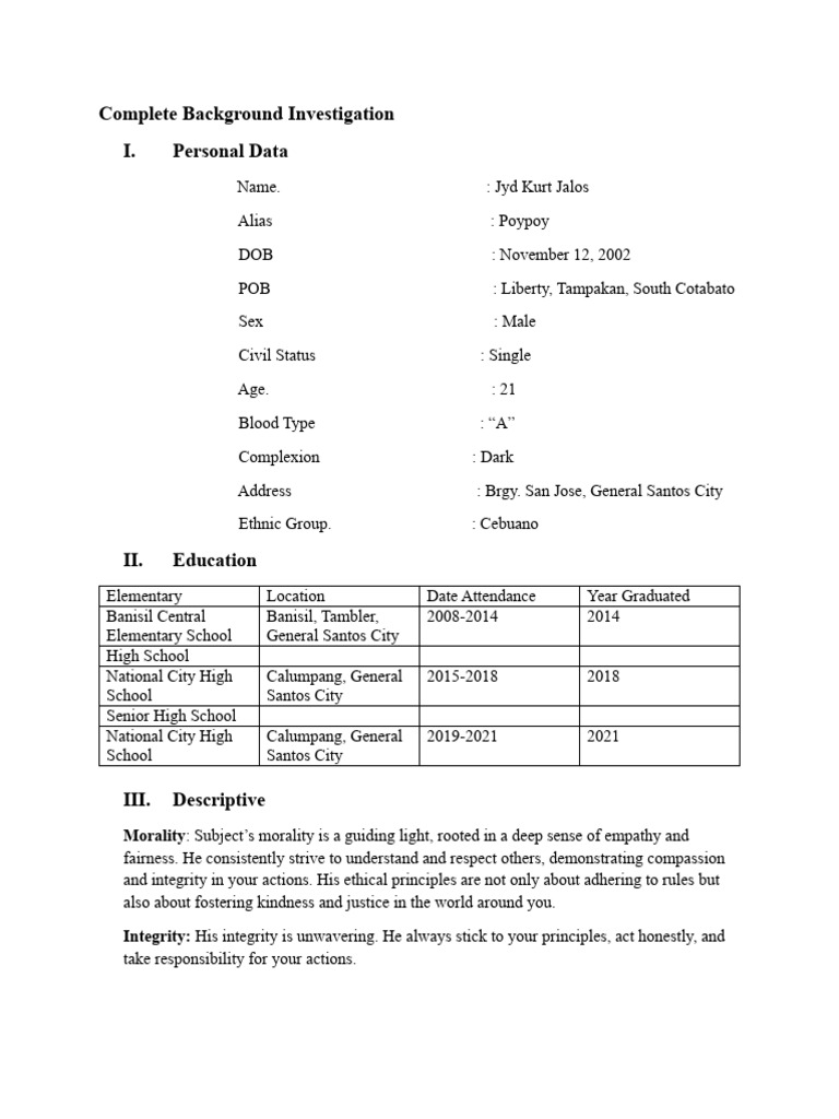 Complete Background Investigation | PDF | Criminal Record | Morality