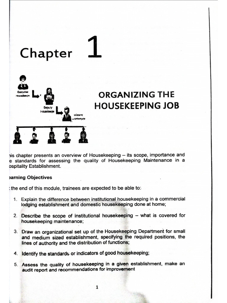 Housekeeping Management Chaptet 1 | PDF