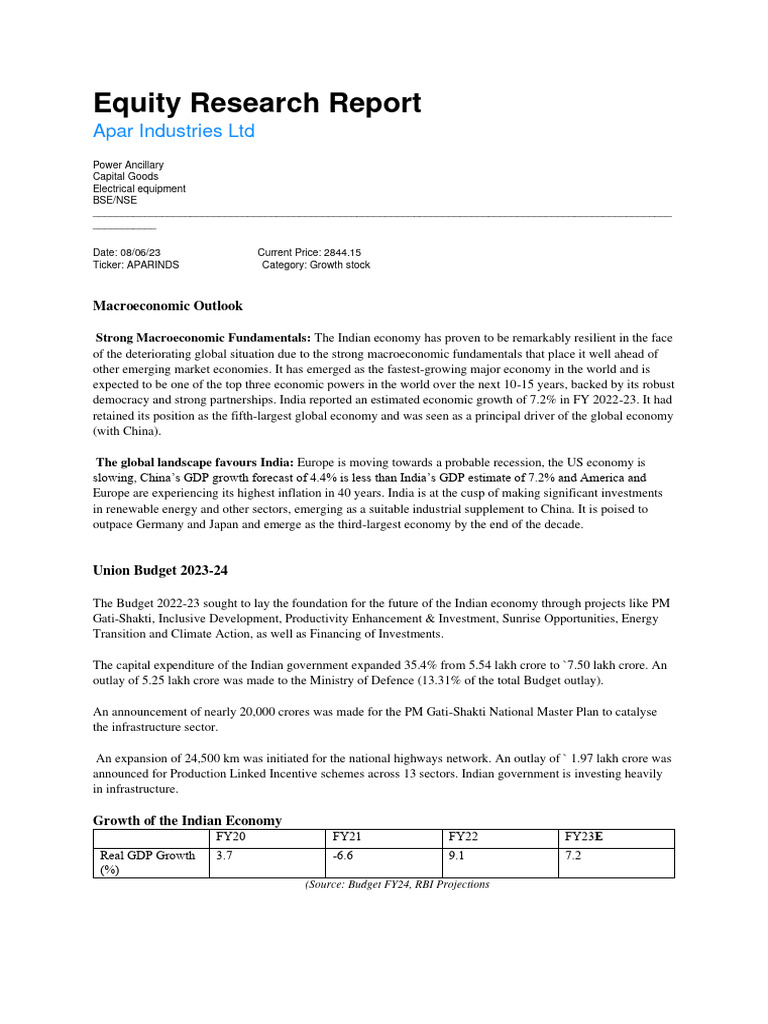 APARINDS Initial Coverage Report | PDF | Electric Vehicle | Renewable Energy