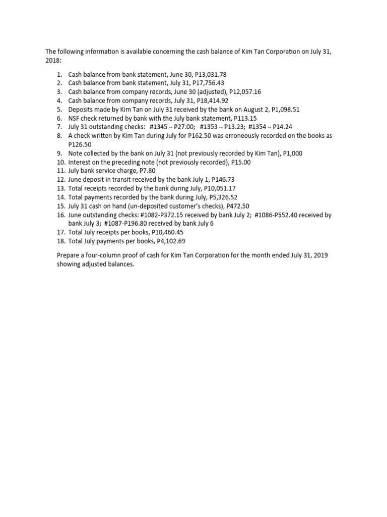 Easy Proof of Cash | PDF