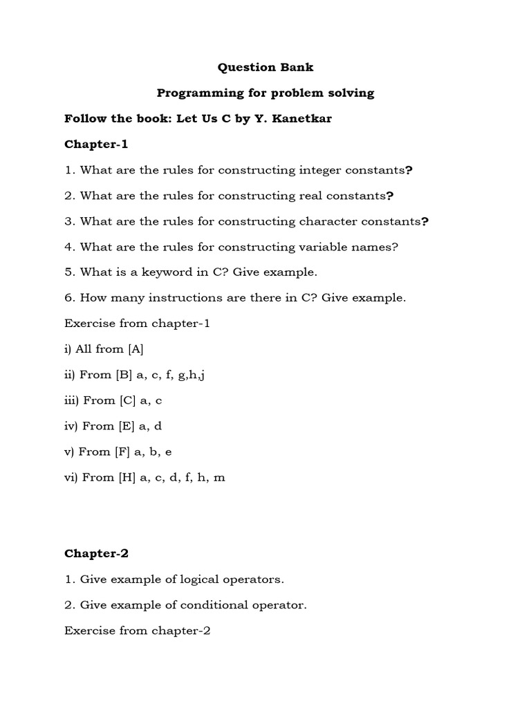 Questions Bank | PDF | Pointer (Computer Programming) | Control Flow Questions Bank | PDF | Pointer (Computer Programming) | Control Flow