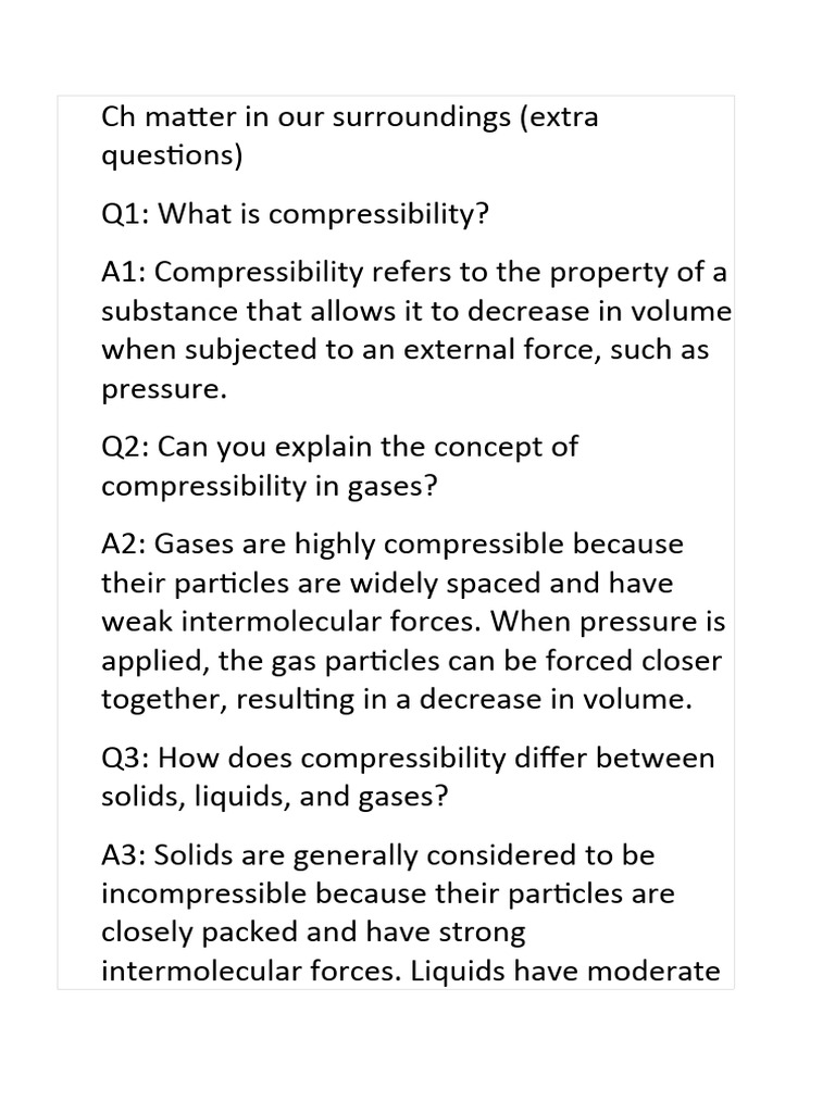 CH Matter in Our Surroundings (Extra Questions) | PDF | Gases | Liquids