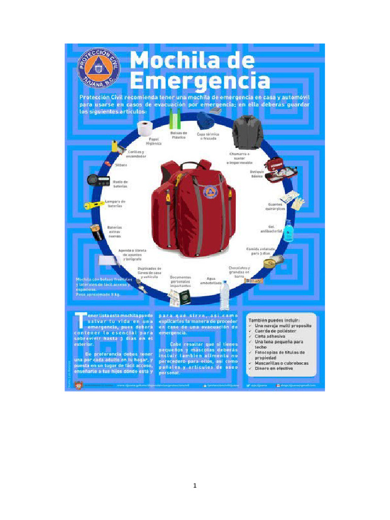 Mochila de Emergencia: Guía Esencial | PDF | Emergencia
